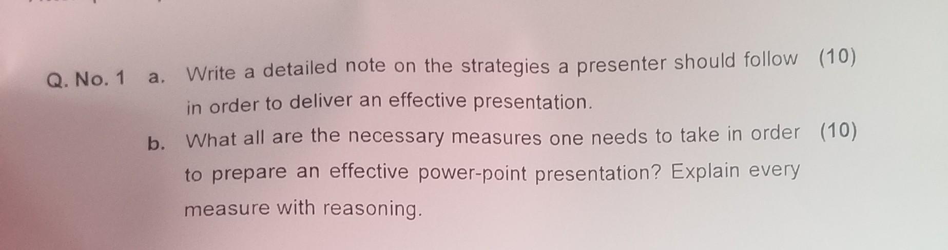 Solved No. 1 a. Write a detailed note on the strategies a | Chegg.com