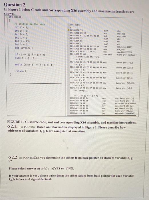 Solved Question 2. In Figure 1 below C code and | Chegg.com