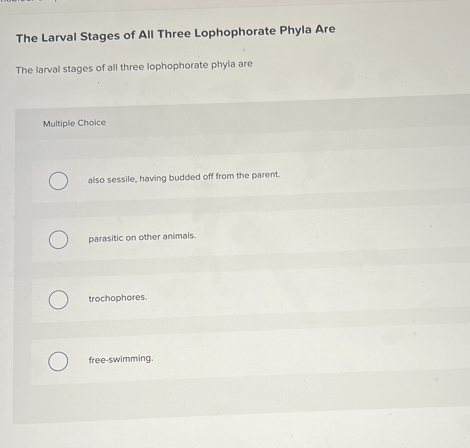 The Larval Stages of All Three Lophophorate Phyla | Chegg.com