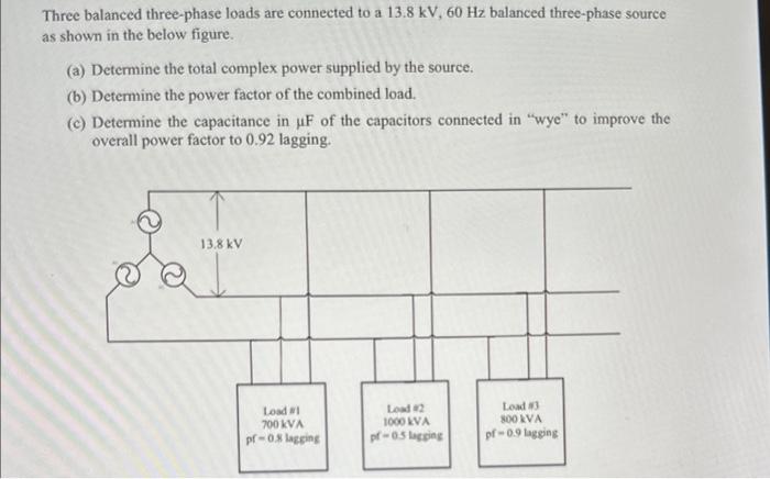 Solved Three balanced three-phase loads are connected to a | Chegg.com Solved Three balanced three-phase loads are connected to a | Chegg.com