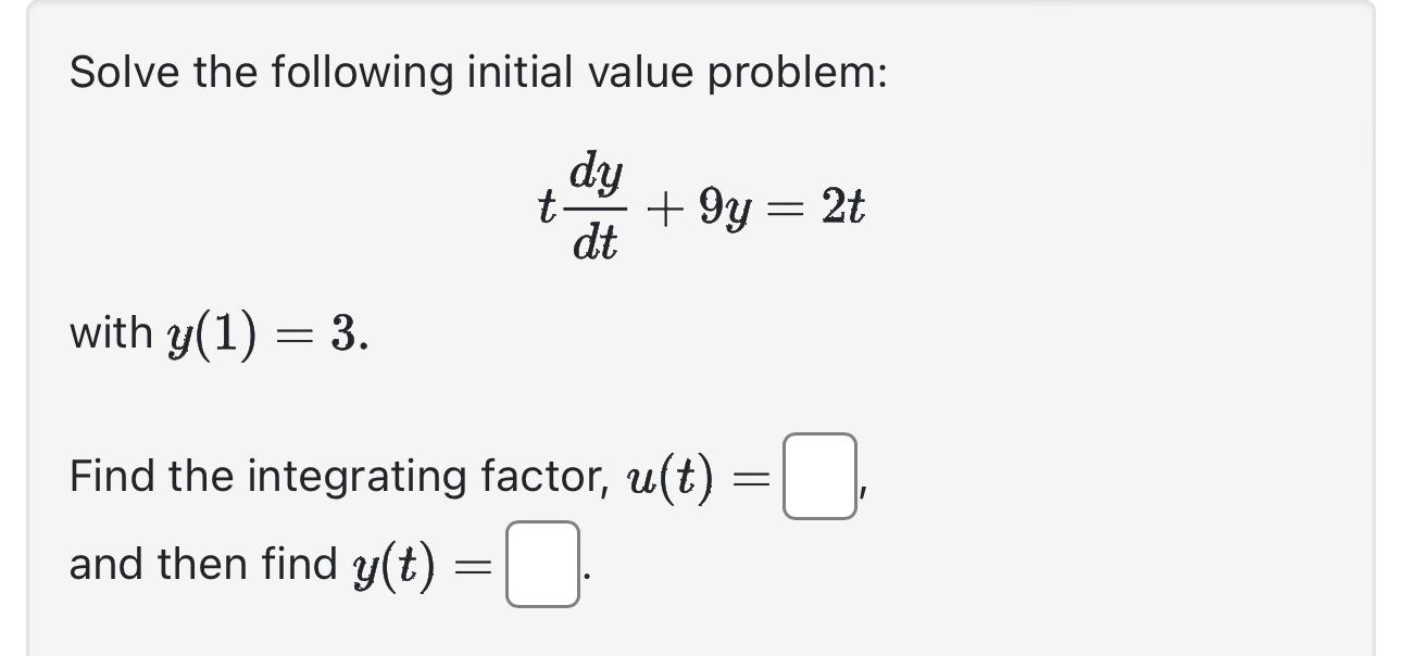 Solved Solve the following initial value | Chegg.com