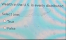Solved Wealth in the U.S. ﻿is evenly distributed.Select | Chegg.com