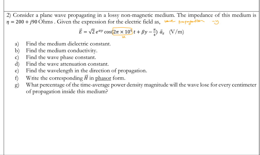 Solved Consider a plane wave propagating in a lossy | Chegg.com