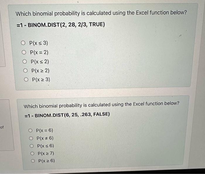 Solved Which binomial probability is calculated using the | Chegg.com