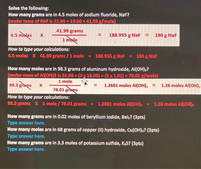 Solved Solve the following: How many moles are in 15 grams | Chegg.com