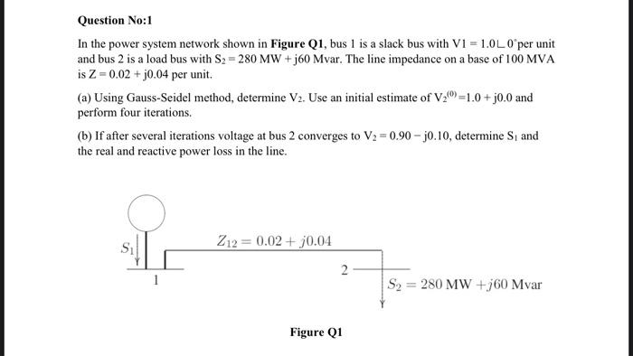 [Solved]: Question No:1 In the power system network shown i