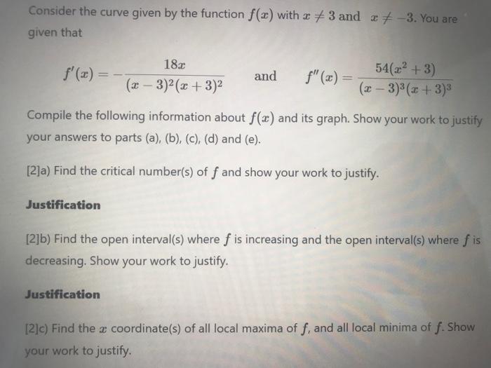 Solved Consider the curve given by the function f(x) with | Chegg.com