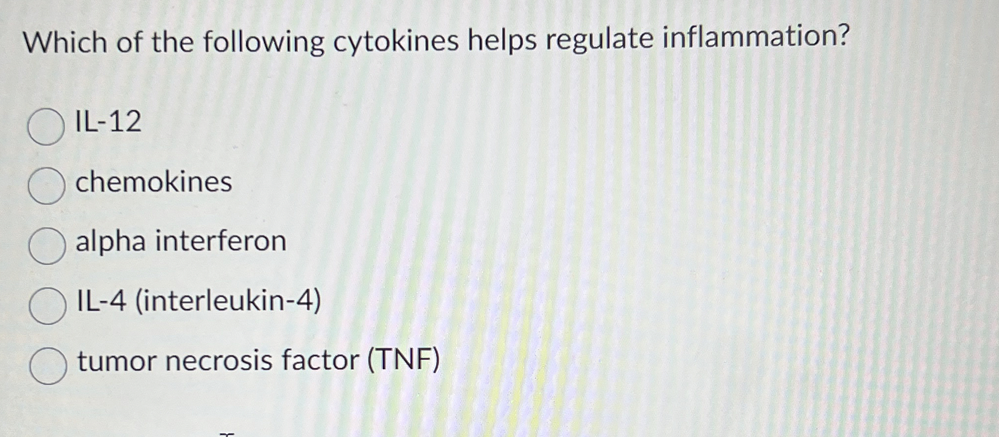 Solved Which of the following cytokines helps regulate | Chegg.com