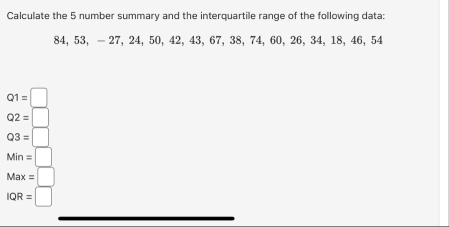 Solved Calculate the 5 ﻿number summary and the interquartile | Chegg.com