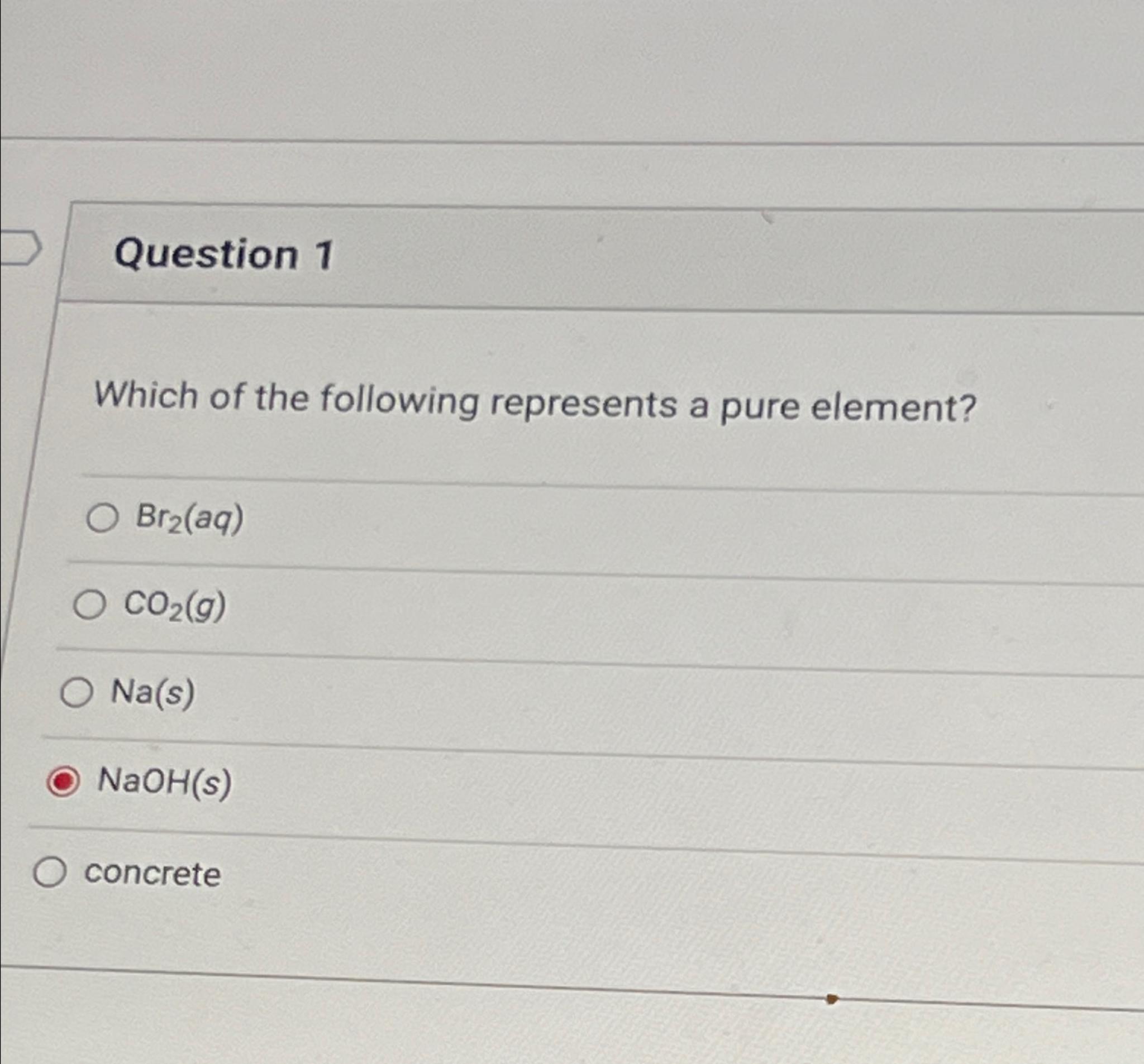 Solved Question 1Which of the following represents a pure | Chegg.com
