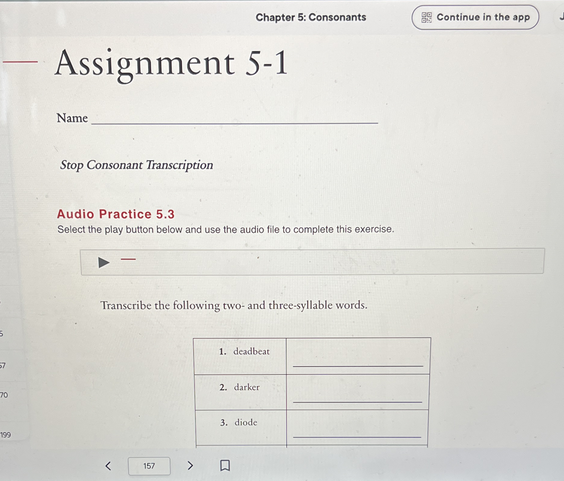 Chapter 5: ConsonantsAssignment 5-1NameStop Consonant | Chegg.com
