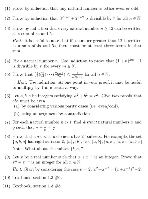 Solved (1) Prove by induction that any natural number is | Chegg.com
