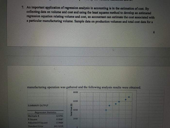 Solved 7. An important application of regression analysis in | Chegg.com