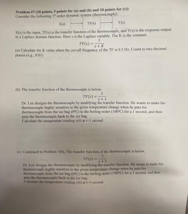 Solved Problem # 7 (20 points, 5 points for (a) and (b) and | Chegg.com