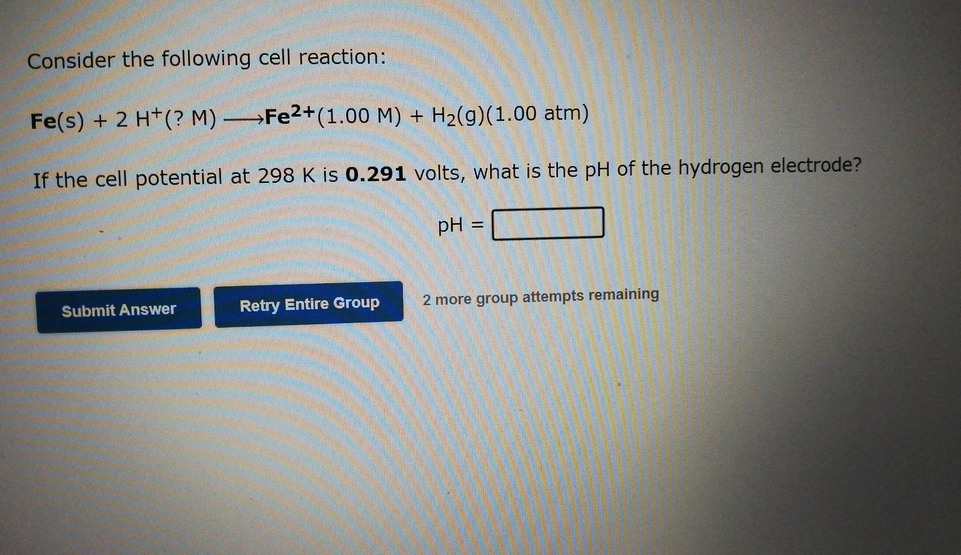 Solved Consider the following cell reaction: | Chegg.com