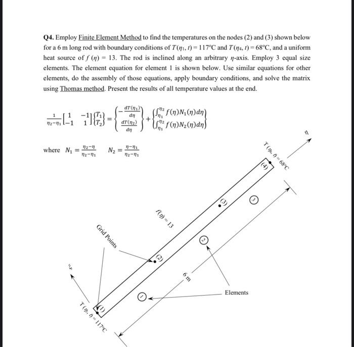 Solved Q4. Employ Finite Element Method to find the | Chegg.com