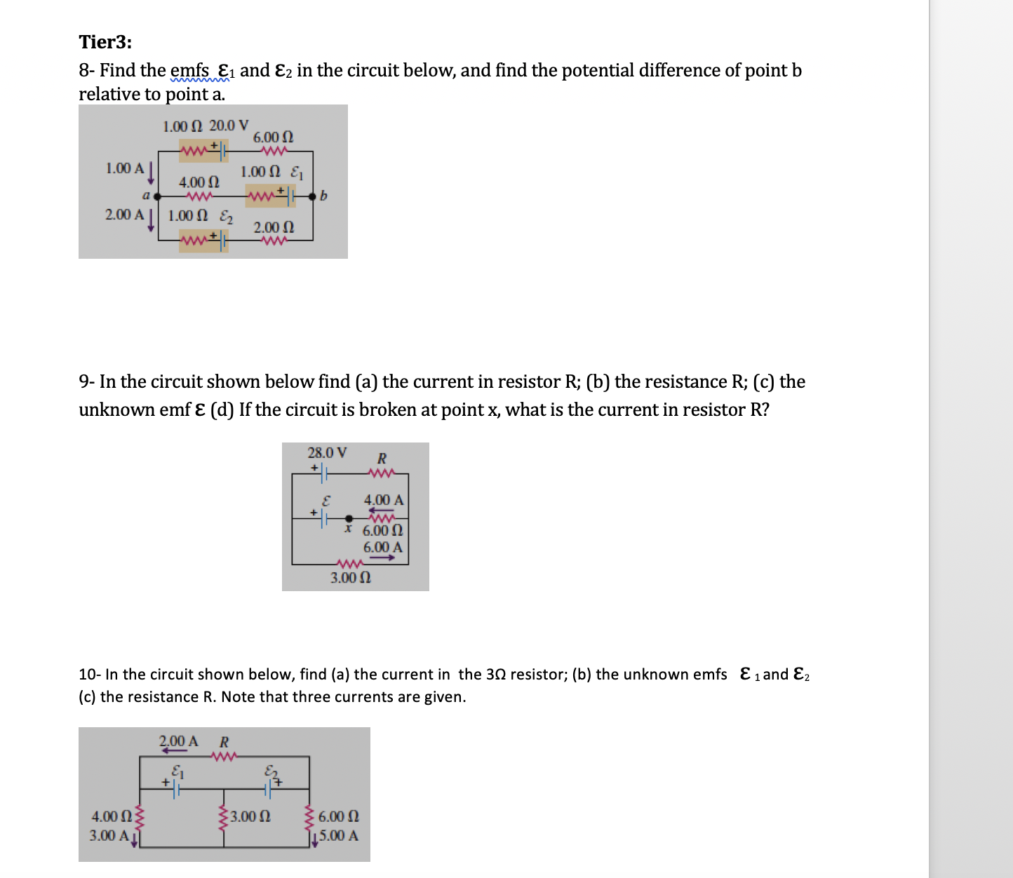 Solved Kirchhoff's rulesTier3:8- ﻿Find the emfs ε1 ﻿and ε2 | Chegg.com