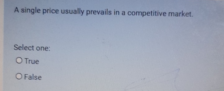 Solved A single price usually prevails in a competitive | Chegg.com