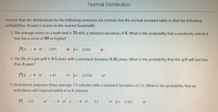 Solved Normal Distribution Assume that the distributions for | Chegg.com
