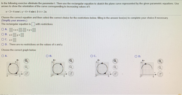 Solved In the following exercise eliminate the parametert. | Chegg.com