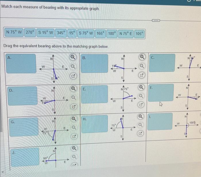 Solved Match each measure of bearing with its appropriate | Chegg.com