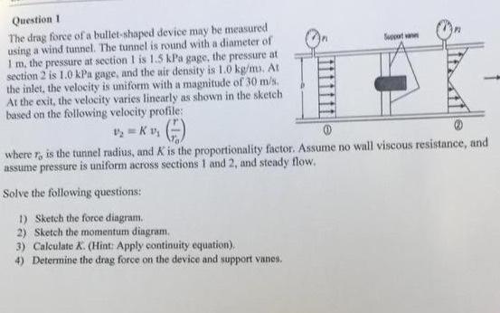Solved cat Question 1 The drag force of a bullet-shaped | Chegg.com