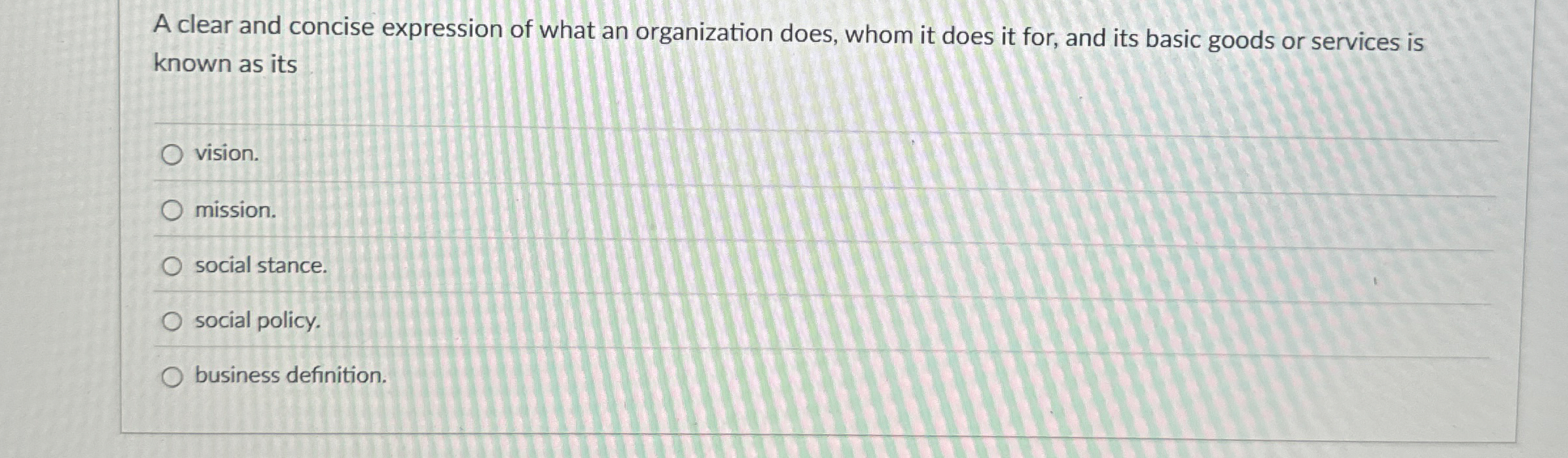 Solved A clear and concise expression of what an | Chegg.com