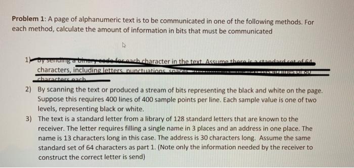 Solved Problem 1: A page of alphanumeric text is to be | Chegg.com