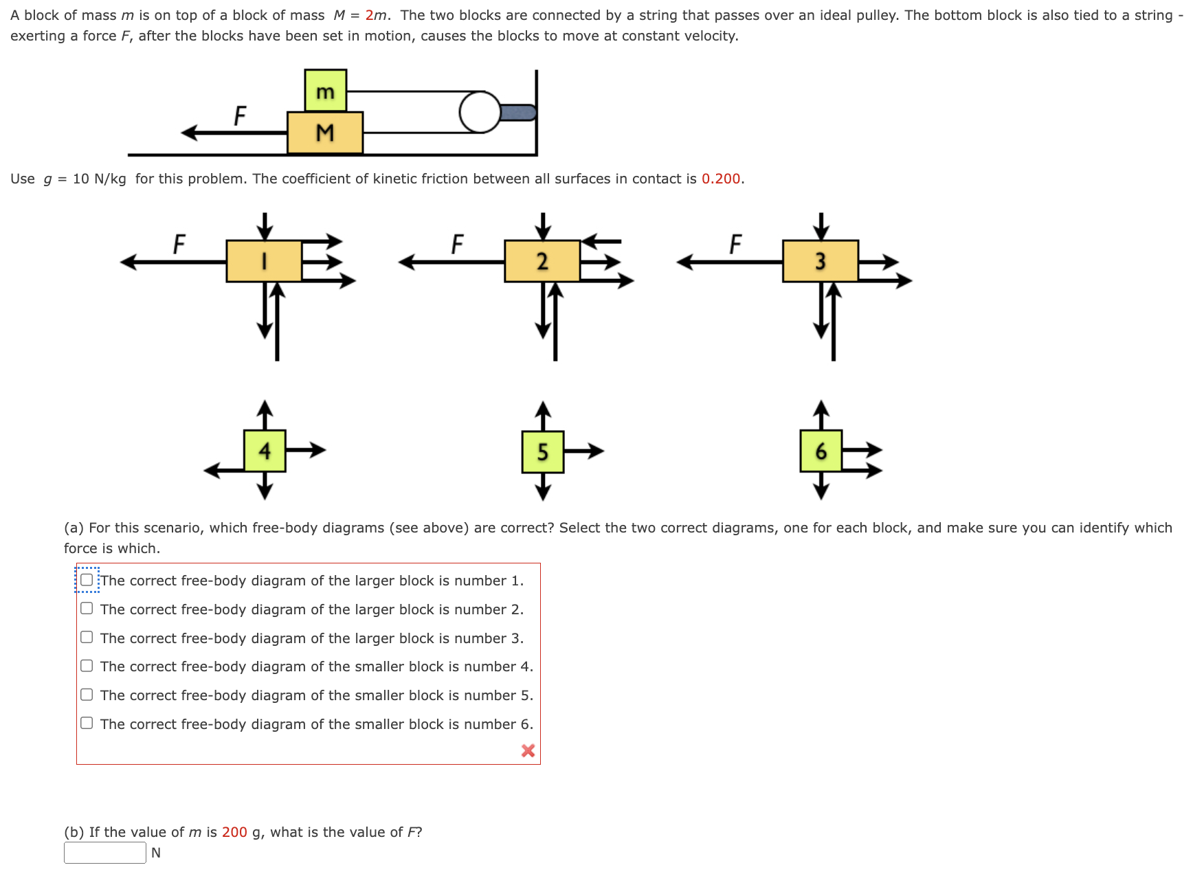 Solved A block of mass m is on top of a block of mass A | Chegg.com