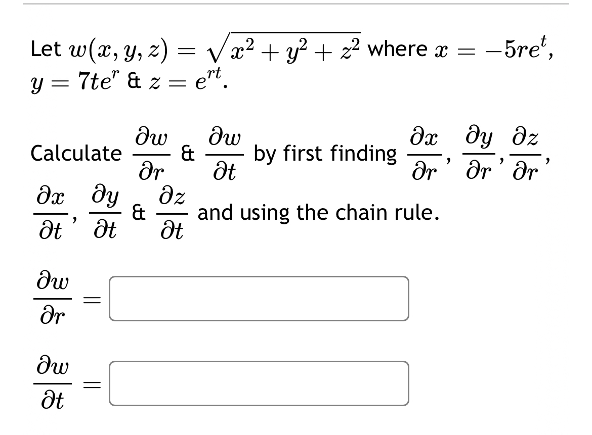 Solved Let w(x,y,z)=x2+y2+z22 ﻿where | Chegg.com