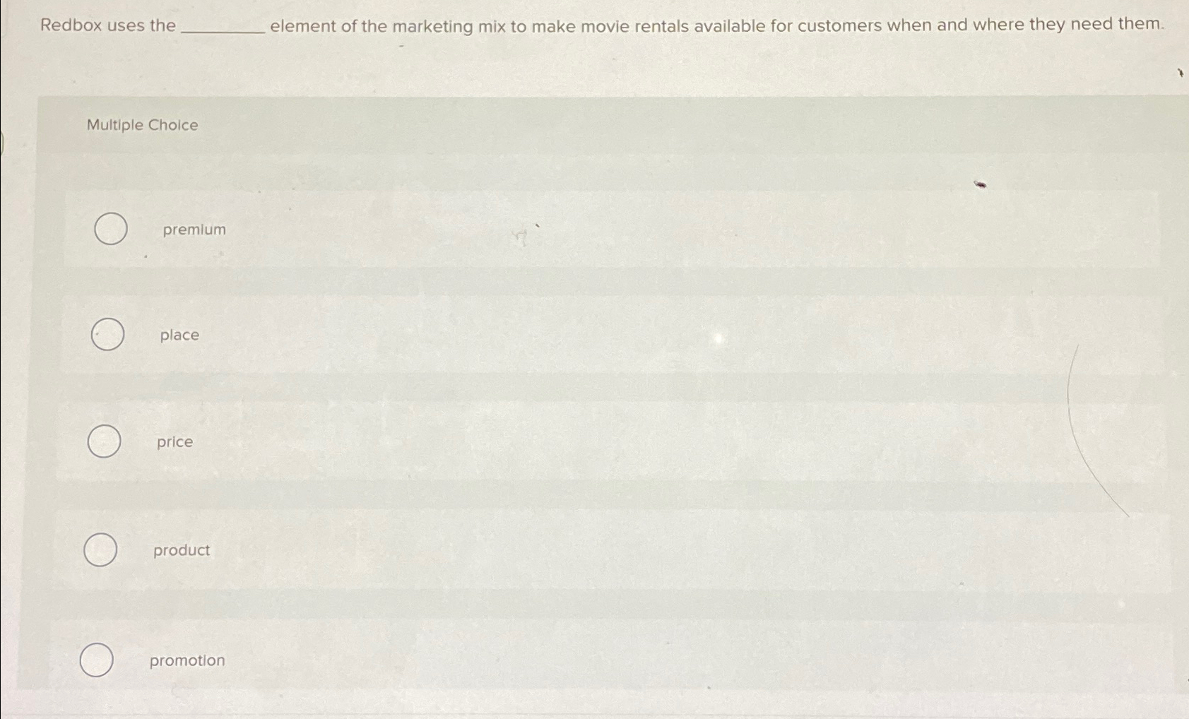 Solved Redbox uses the element of the marketing mix to make | Chegg.com
