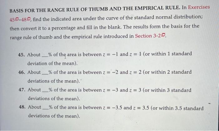 Solved BASIS FOR THE RANGE RULE OF THUMB AND THE EMPIRICAL | Chegg.com