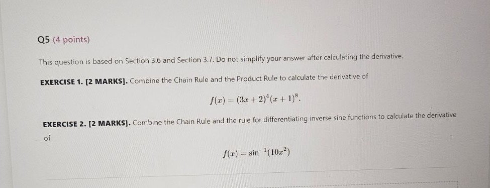 Solved Q5 (4 ﻿points)This question is based on Section 3.6 | Chegg.com