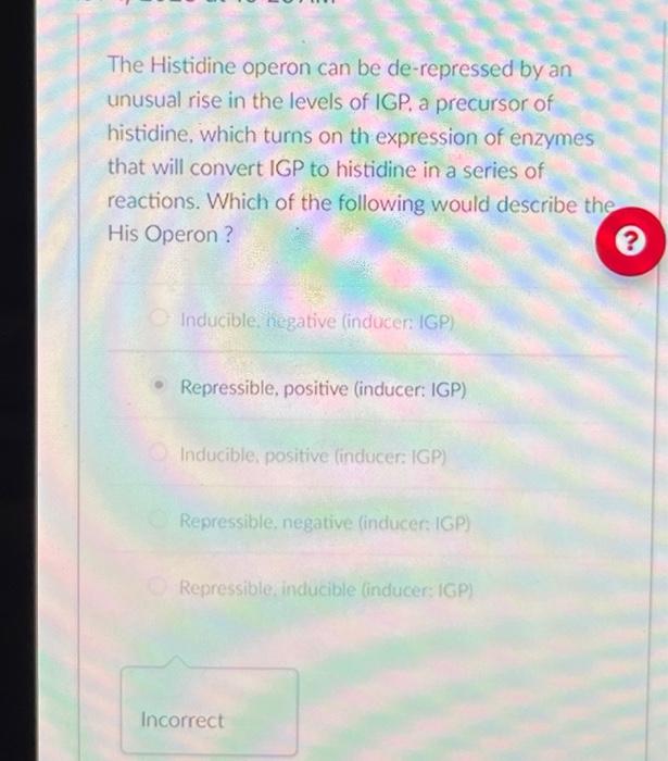 Solved The Histidine operon can be de-repressed by an | Chegg.com
