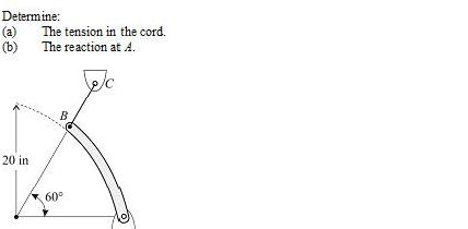 Solved Determine: The tension in the cord. The reaction at | Chegg.com