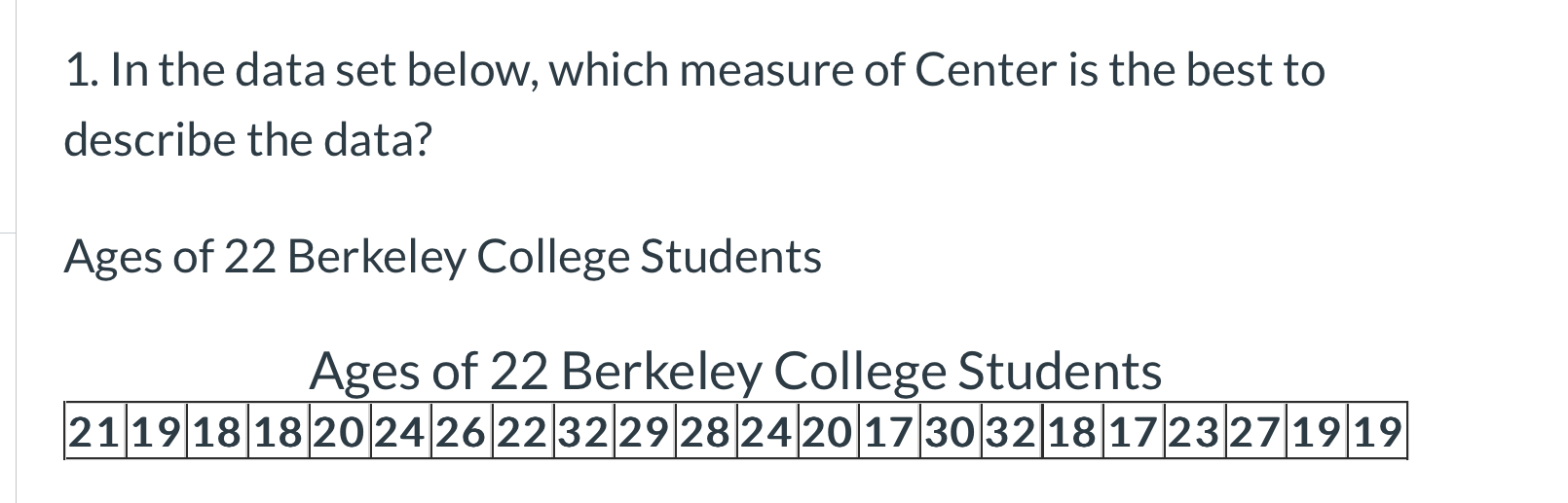 Solved In the data set below, which measure of Center is the | Chegg.com
