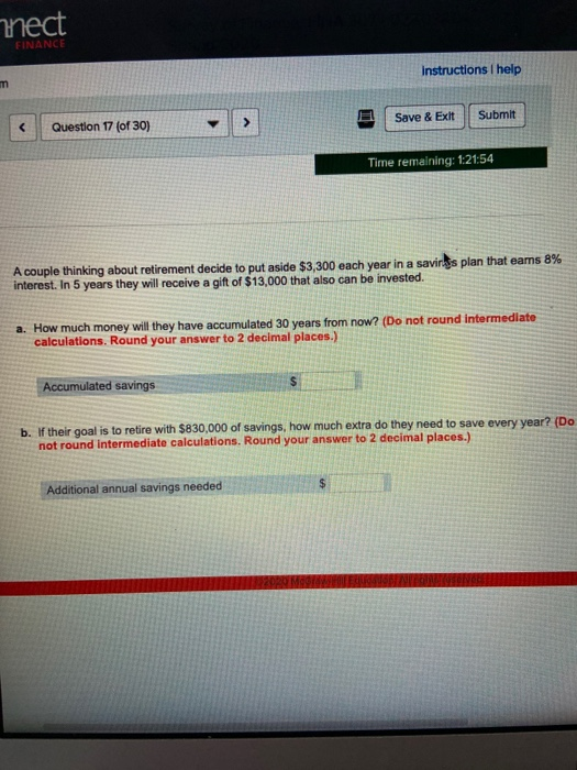 Solved nect FINANCE Instructions I help m Save & Exit Submit | Chegg.com Solved nect FINANCE Instructions I help m Save & Exit Submit | Chegg.com