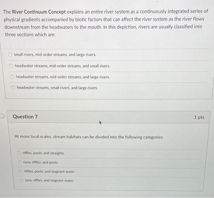 Solved The River Continuum Concept explains an entire river | Chegg.com