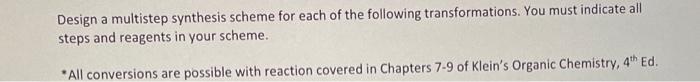 Solved Design a multistep synthesis scheme for each of the | Chegg.com
