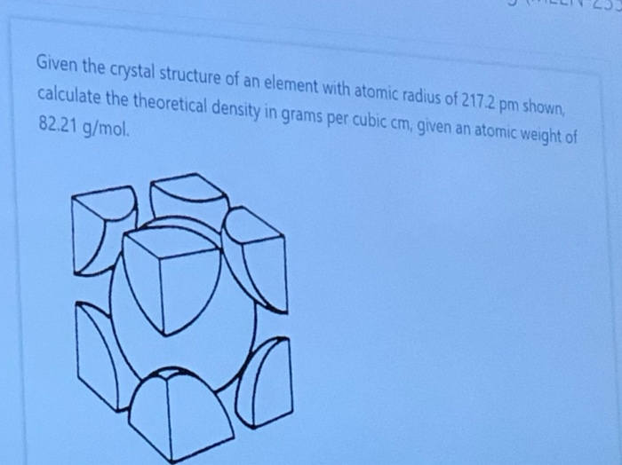 Solved Given the crystal structure of an element with atomic | Chegg.com