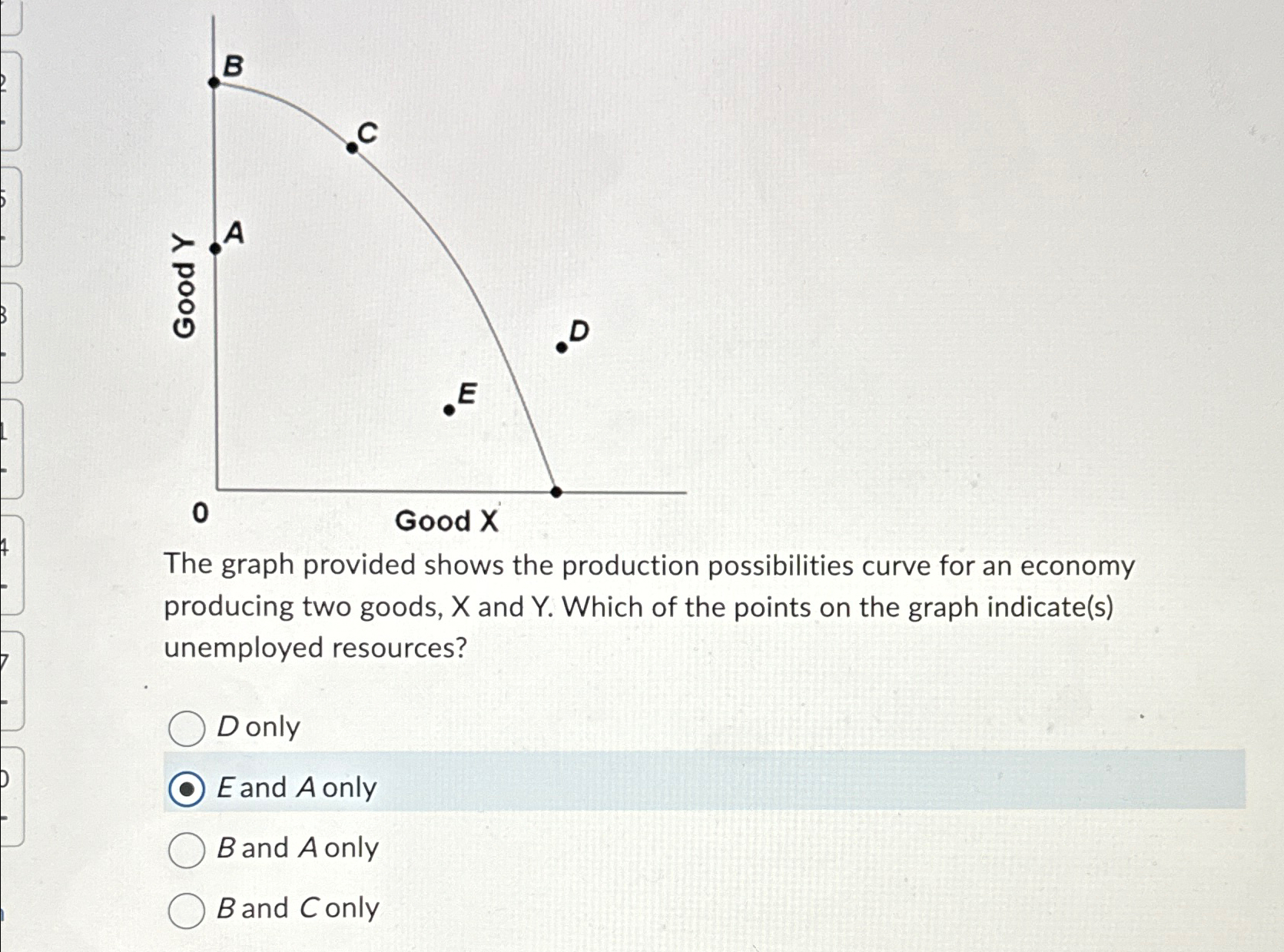 Solved The graph provided shows the production possibilities | Chegg.com