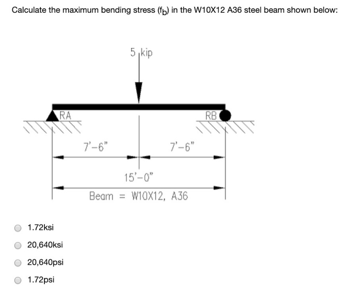 Solved Calculate the maximum bending stress (fb) in the | Chegg.com