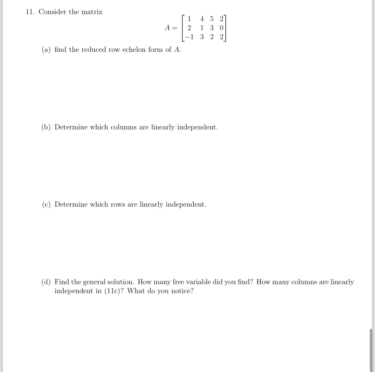 Solved Consider the matrixA=[14522130-1322](a) ﻿find the | Chegg.com