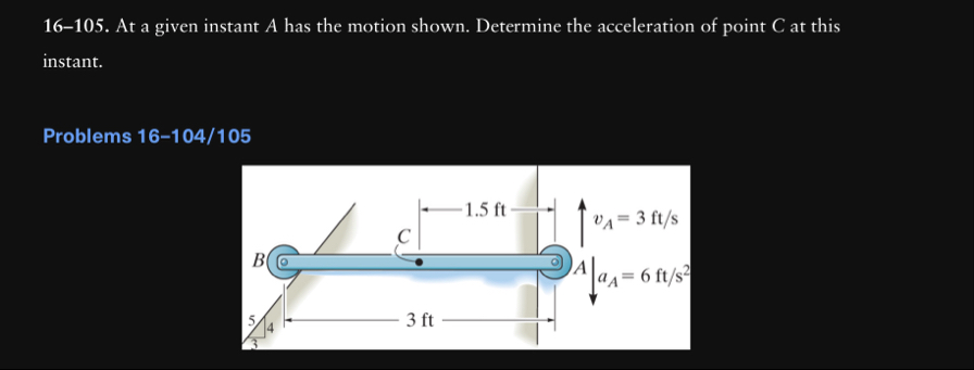 Solved 16-105. ﻿At a given instant A has the motion shown. | Chegg.com