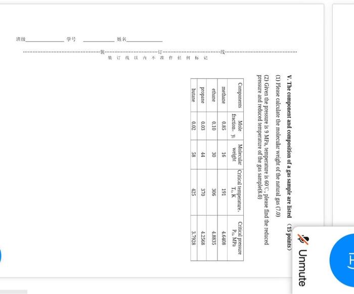 Solved The component and composition of a gas sample are | Chegg.com