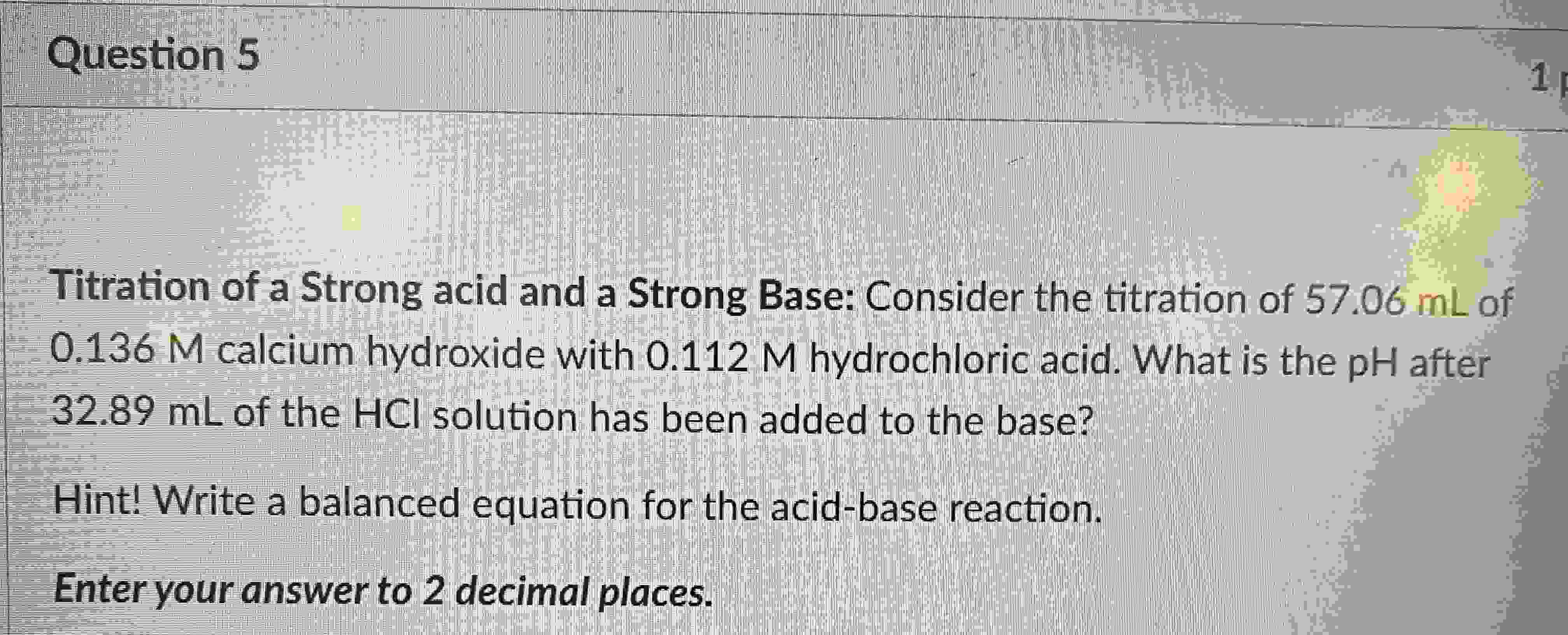 Solved Titration of a Strong acid and a Strong Base: | Chegg.com