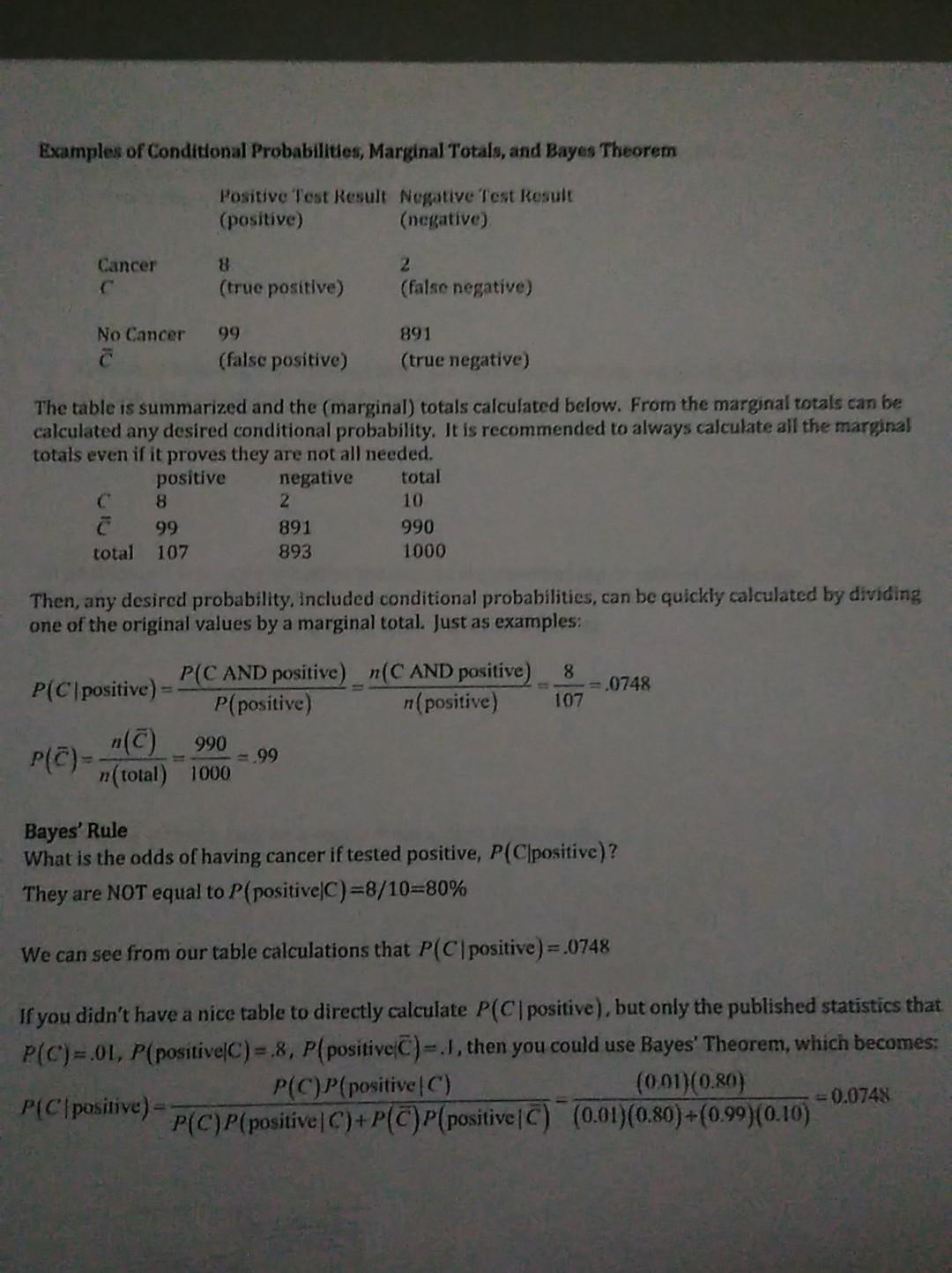 Solved Examples of Conditional Probabilities, Marginal | Chegg.com