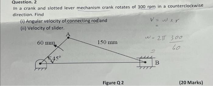 Solved In a crank and slotted lever mechanism crank rotates | Chegg.com