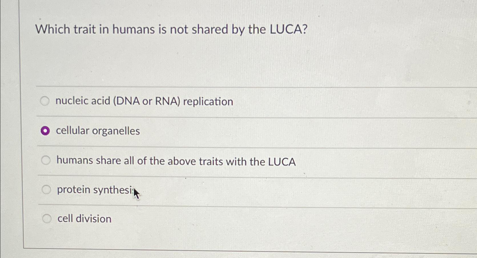 Solved Which trait in humans is not shared by the | Chegg.com