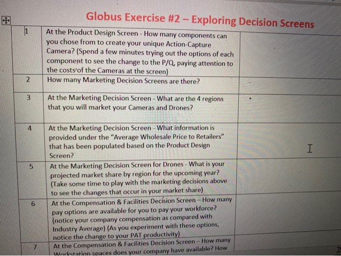 Globus Exercise #2 - Exploring Decision Screens At | Chegg.com
